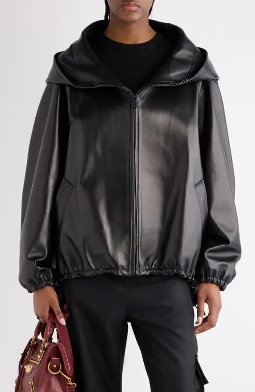 Balenciaga Relaxed Fit Smooth Leather Zip-up Hoodie