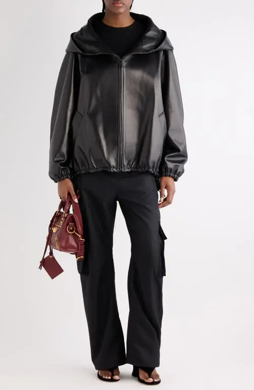 Balenciaga Relaxed Fit Smooth Leather Zip-up Hoodie