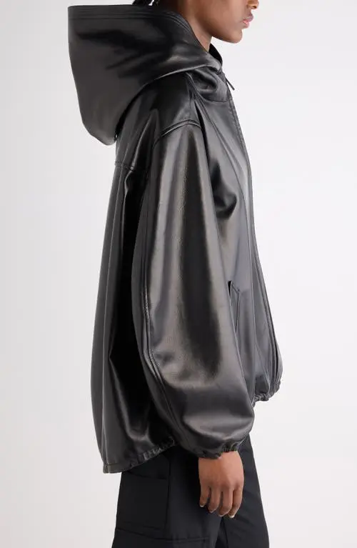 Balenciaga Relaxed Fit Smooth Leather Zip-up Hoodie