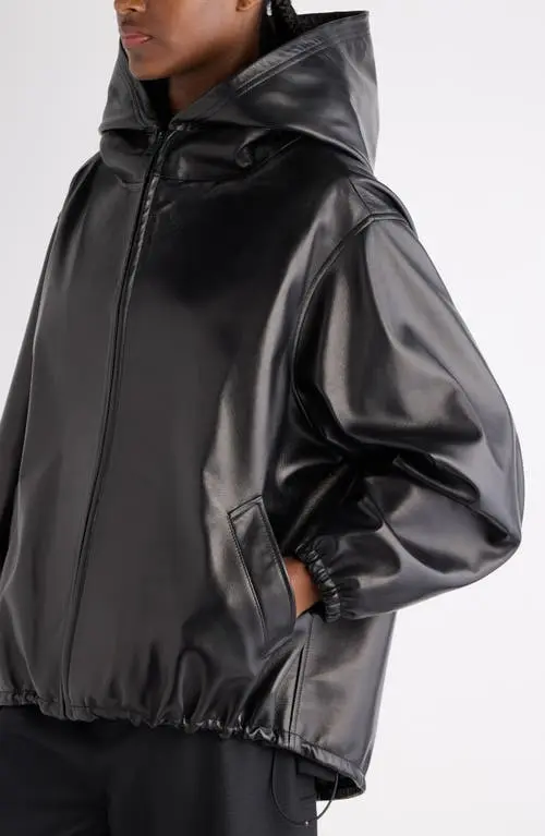 Balenciaga Relaxed Fit Smooth Leather Zip-up Hoodie