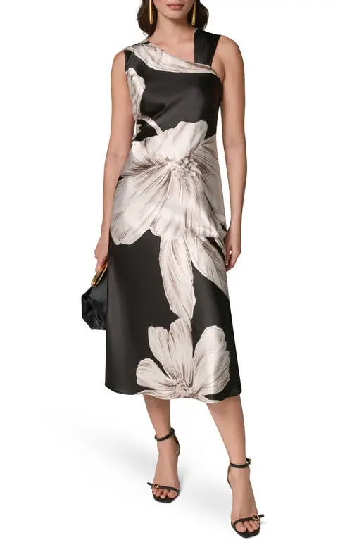 Donna Karan New York Floral Asymmetrical Midi Dress