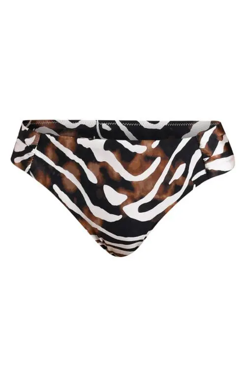 SUNSHINE 79 Ruched Bikini Bottoms With Animal Print
