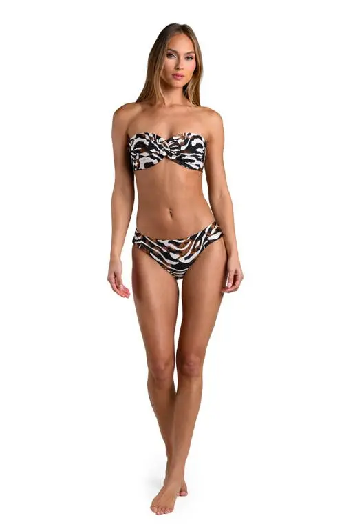 SUNSHINE 79 Ruched Bikini Bottoms With Animal Print