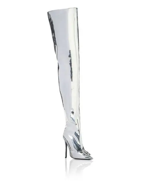 Philipp Plein Mirror Boots Hi-heels Overknees Gothic Plein