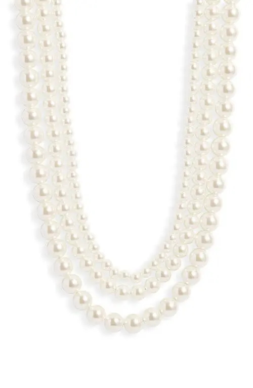 Nordstrom Graduated Imitation Pearl Collar Necklace - White- Gold