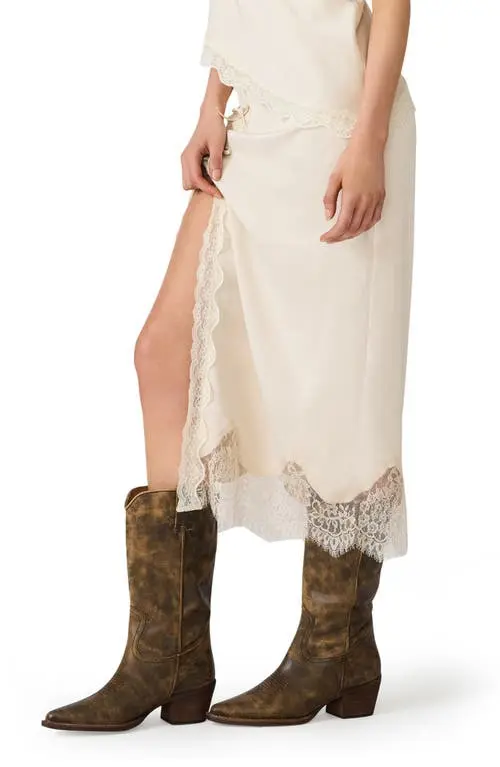 Steve Madden Lissandra Lace Trim Satin Maxi Skirt