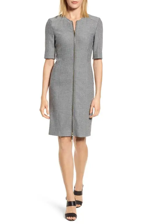 BOSS Demirana Zip Front Sheath Dress