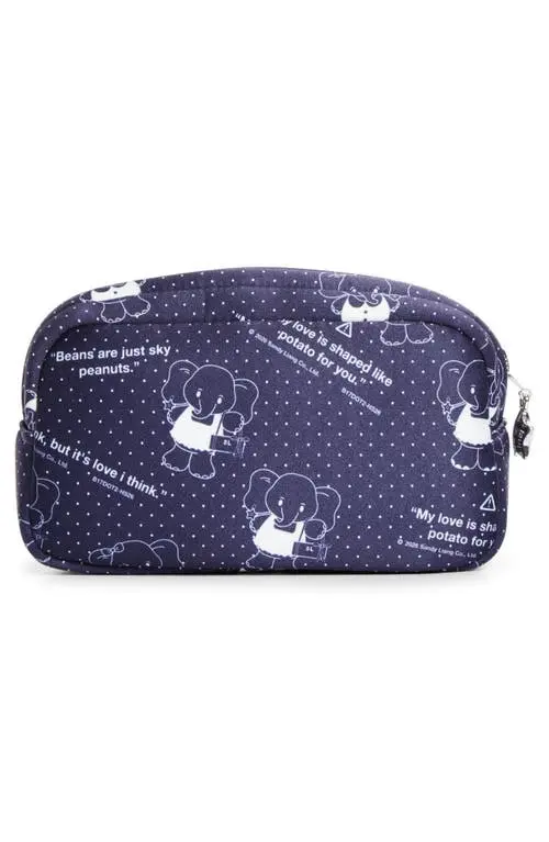 Sandy Liang Smol Canvas Pouch With Elephant Print And Bow Detail