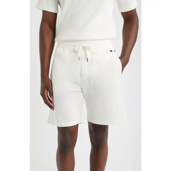 BOSS Textured Knit Drawstring Shorts - Natural