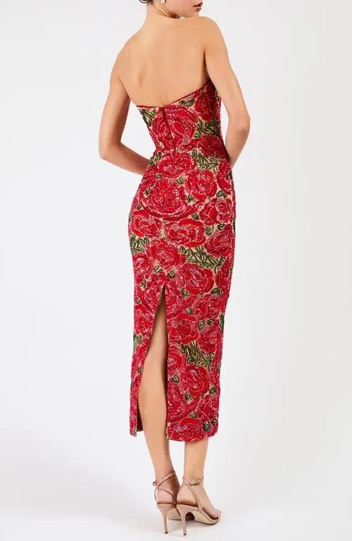 HELSI Victoria Sequin Floral Strapless Dress