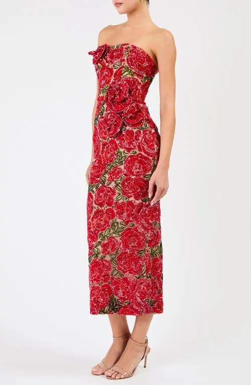 HELSI Victoria Sequin Floral Strapless Dress