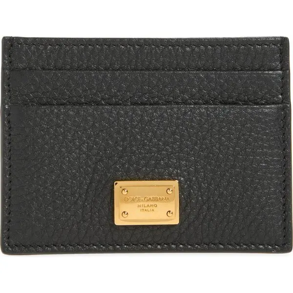 Dolce & Gabbana Nameplate Calfskin Leather Card Holder - 80999 Nero