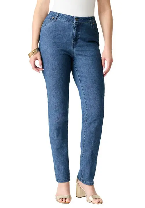 ROAMAN'S 24/7 Stretch Straight Leg Jean - Medium Stonewash