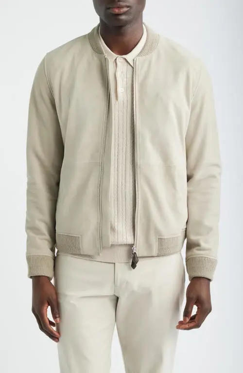 REISS Burnham Goatskin Suede Bomber Jacket