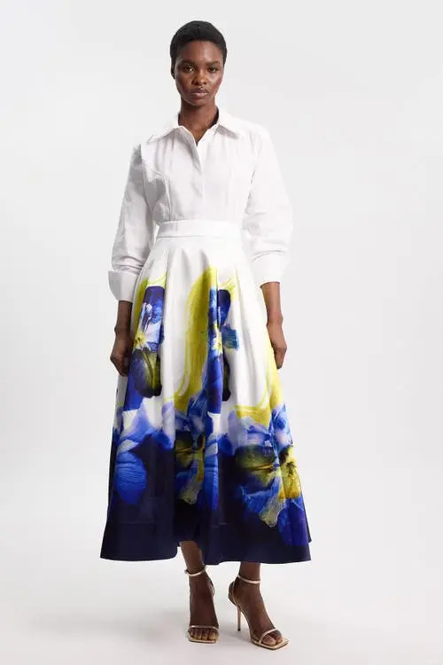 Karen Millen Floral High Waist A-line Skirt