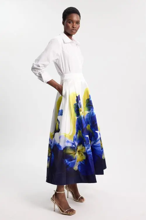 Karen Millen Floral High Waist A-line Skirt