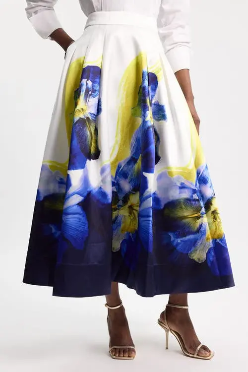 Karen Millen Floral High Waist A-line Skirt - Multi