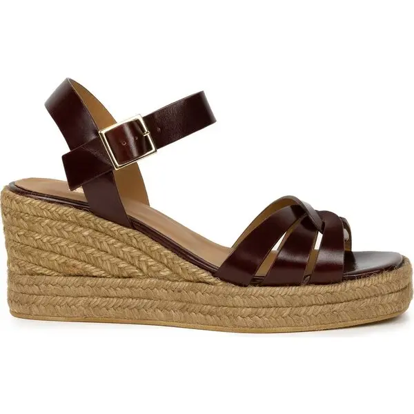 BOBBIES Hisa Wedge Espadrilles With Ankle Strap - Brownie