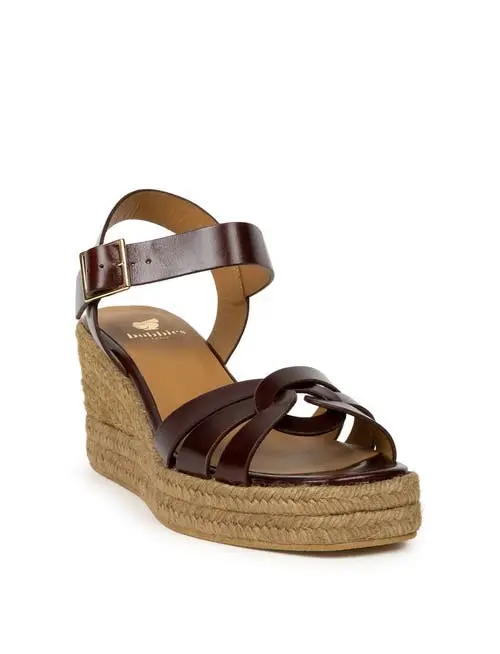BOBBIES Hisa Wedge Espadrilles With Ankle Strap - Brownie