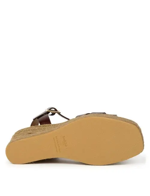 BOBBIES Hisa Wedge Espadrilles With Ankle Strap - Brownie