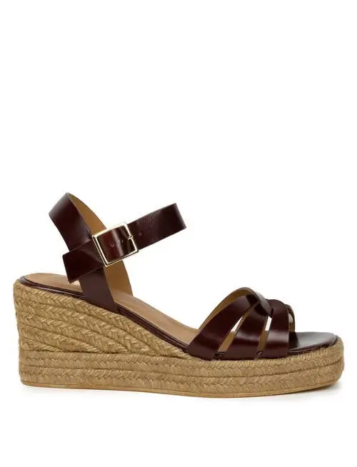 BOBBIES Hisa Wedge Espadrilles With Ankle Strap - Brownie