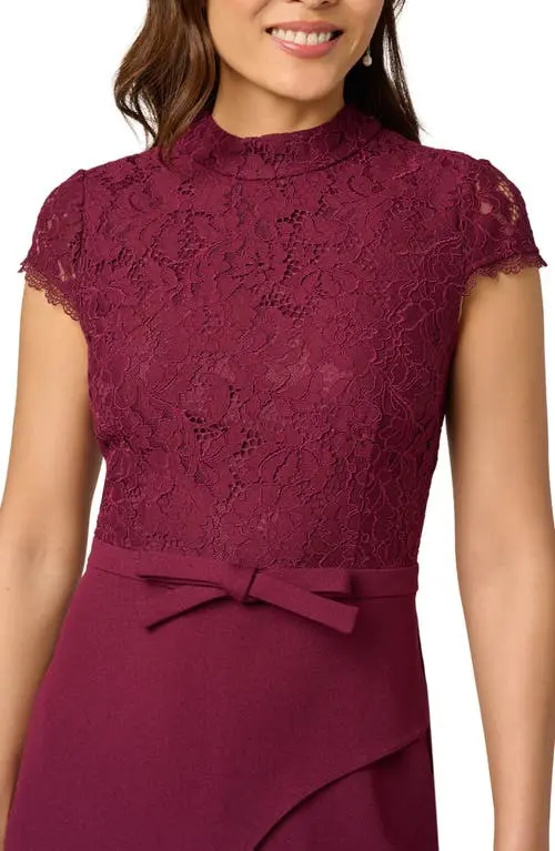 Adrianna Papell Mixed Media Lace And Crepe Jumpsuit