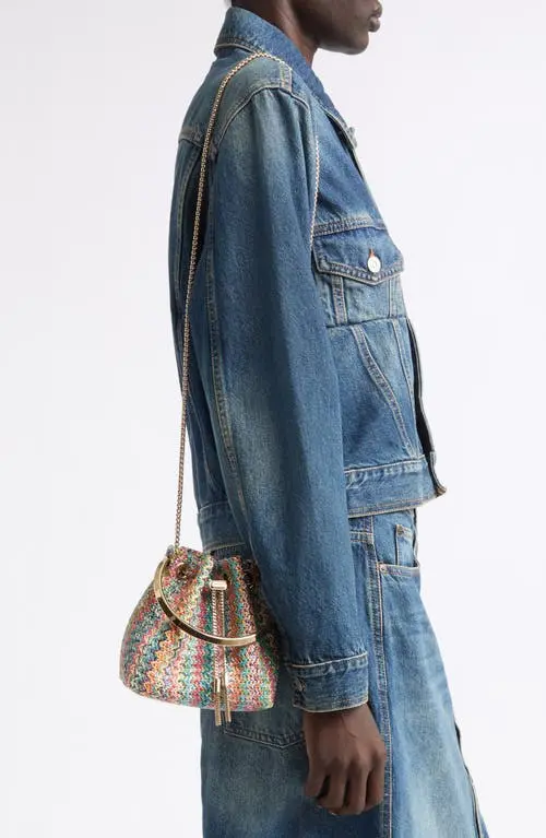 JIMMY CHOO Bon Bon Woven Bucket Bag