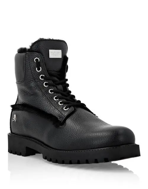 Philipp Plein Leather Boots With Shearling Inside The Hunter