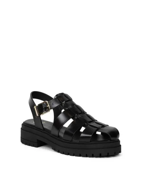 BOBBIES Billy Flat Sandals - Absolute Black