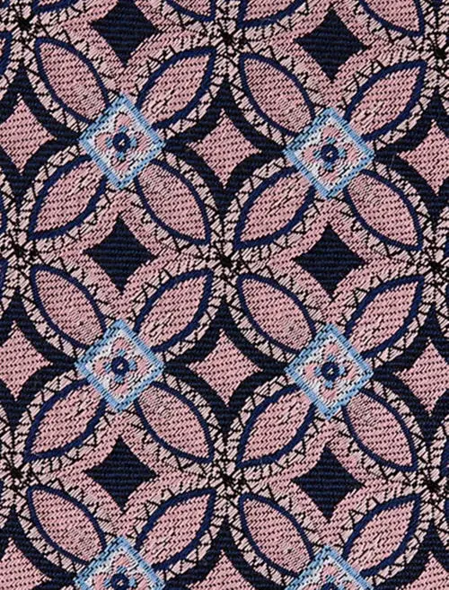 OAK HILL PREMIUM BY DXL Big & Tall Geometric Pattern Silk Tie V2 - Pink
