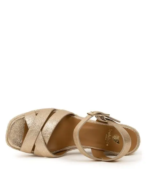 BOBBIES Cléo Wedge Espadrille Sandals - Iridescent Champagne