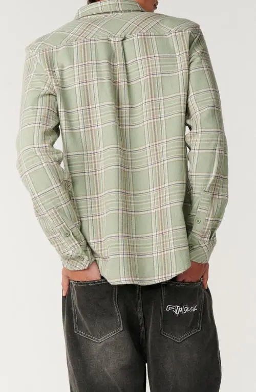 Rip Curl Griffin Plaid Cotton Flannel Button-up Shirt - Sage