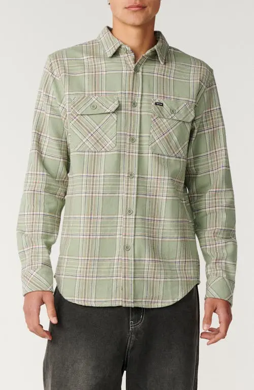 Rip Curl Griffin Plaid Cotton Flannel Button-up Shirt - Sage