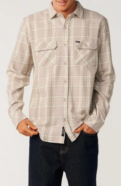 Rip Curl Griffin Plaid Cotton Flannel Button-up Shirt - Stone