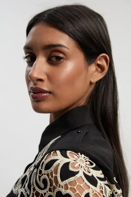 Karen Millen Cutwork Detail Long Sleeve Shirt