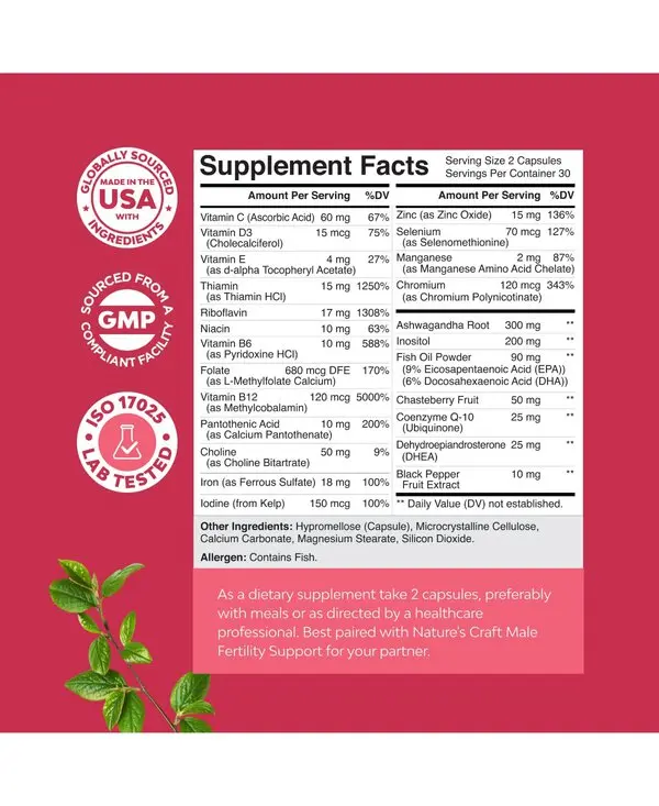 NATURE'S CRAFT Female Fertility And Prenatal Support Supplement With Coq10