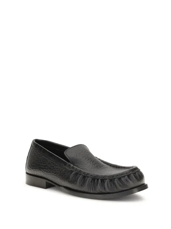 Dries Van Noten Grained Leather Loafers With Square Toe And Block Heel - Black