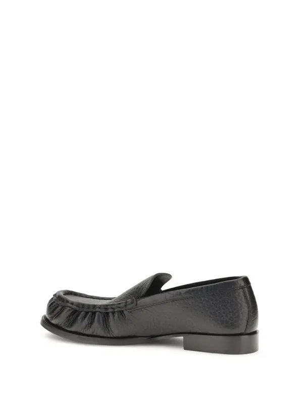 Dries Van Noten Grained Leather Loafers With Square Toe And Block Heel - Black