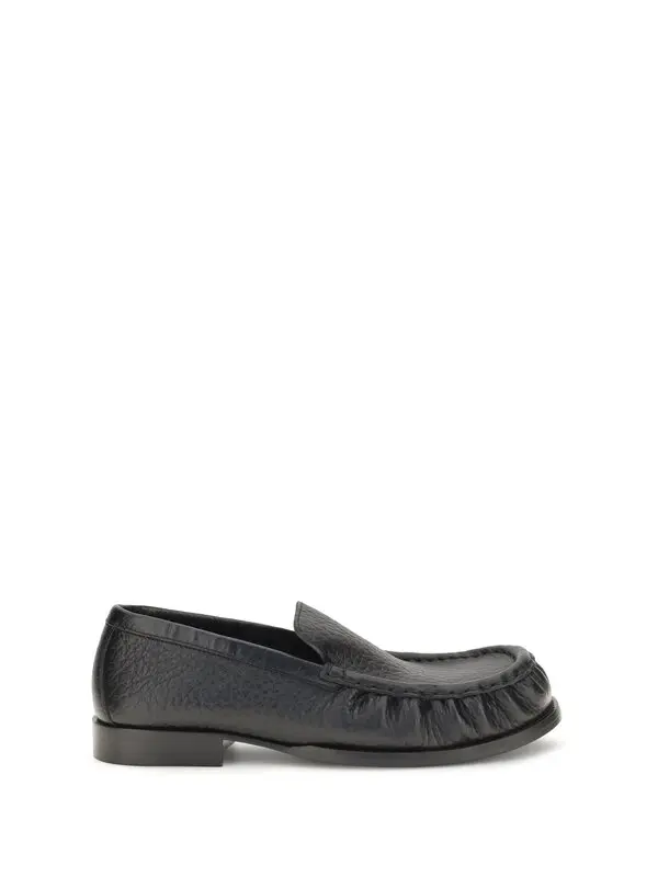 Dries Van Noten Grained Leather Loafers With Square Toe And Block Heel - Black