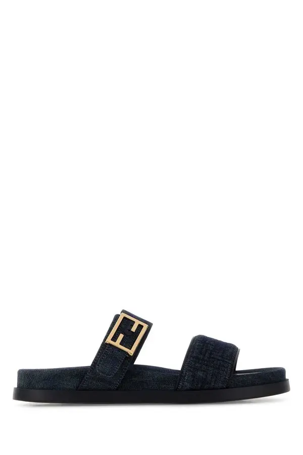 Fendi Denim Feel Slippers - Blue