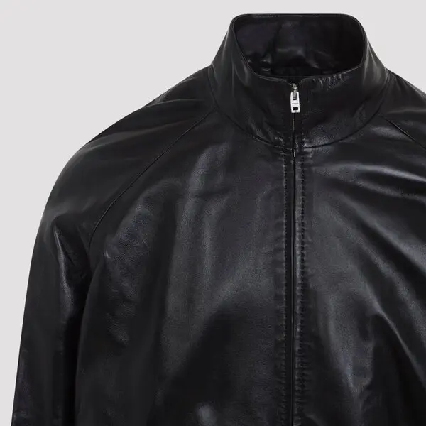 Acne Studios Leather Bomber Jacket - Black