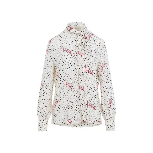 Valentino Garavani Printed Crepe Shirt With Tie Neck - Multicolor