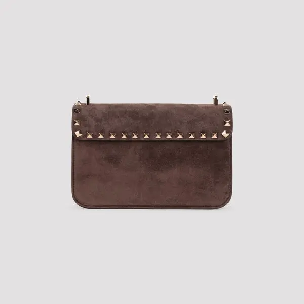 Valentino Garavani Rockstud Suede Shoulder Bag - Brown