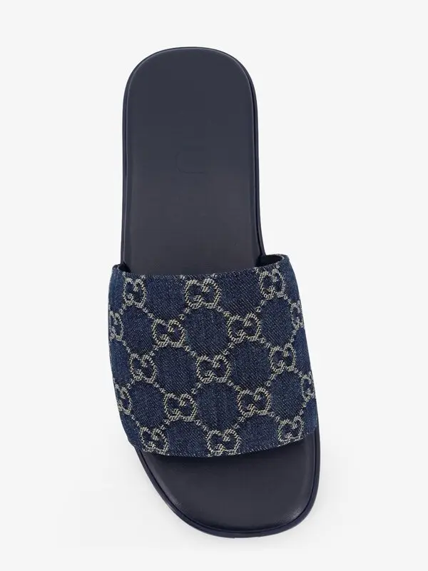 Gucci Gg Motif Denim Slides - Multicolor