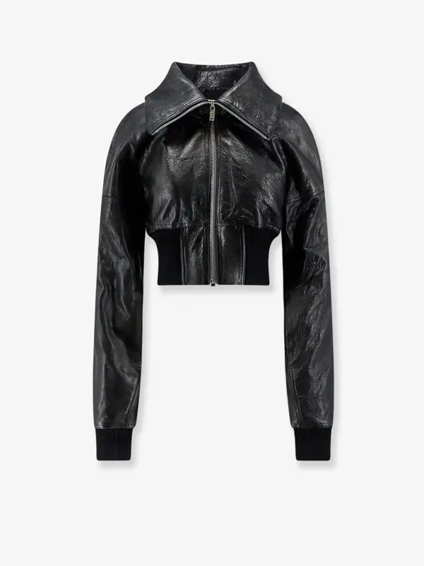 Rick Owens Dracuflight Cropped Leather Jacket - Black