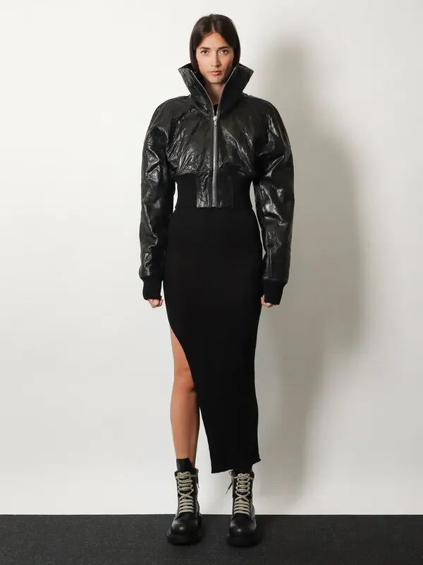 Rick Owens Dracuflight Cropped Leather Jacket - Black