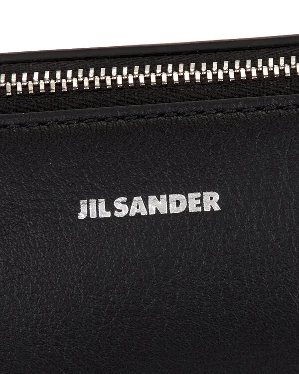 JIL SANDER Leather Triangle Crossbody Bag - Black
