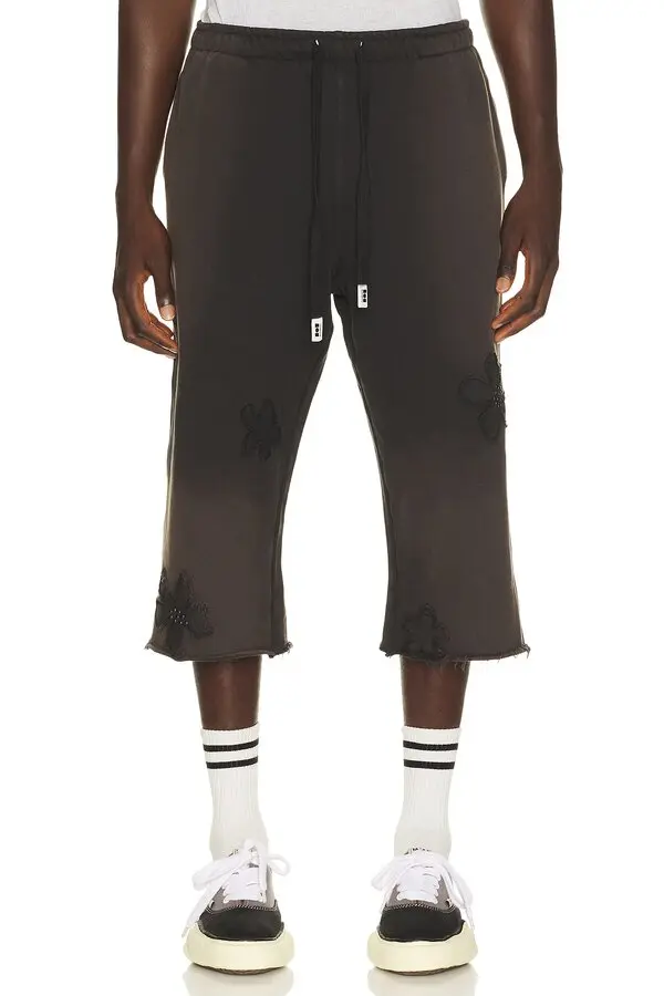 NAHMIAS Flower Patch Long Sweat Short In Black