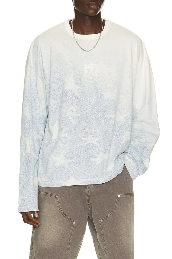 REPRESENT Usa Football Long Sleeve Top In Blue - Washed Blue