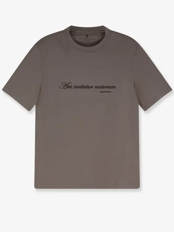 Brunello Cucinelli Cotton T-shirt With Front Embroidery - Multicolor